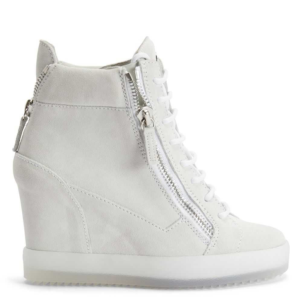 All White Wedge Sneakers